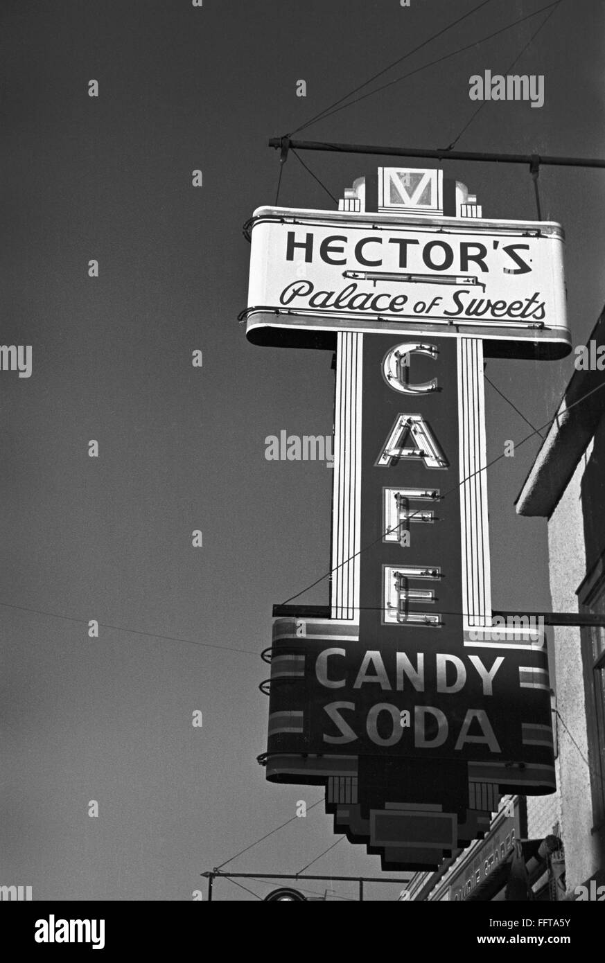 SWEET SHOP SIGN, 1937. /n'Hector's Palace of Sweets,' cafe sign in ...