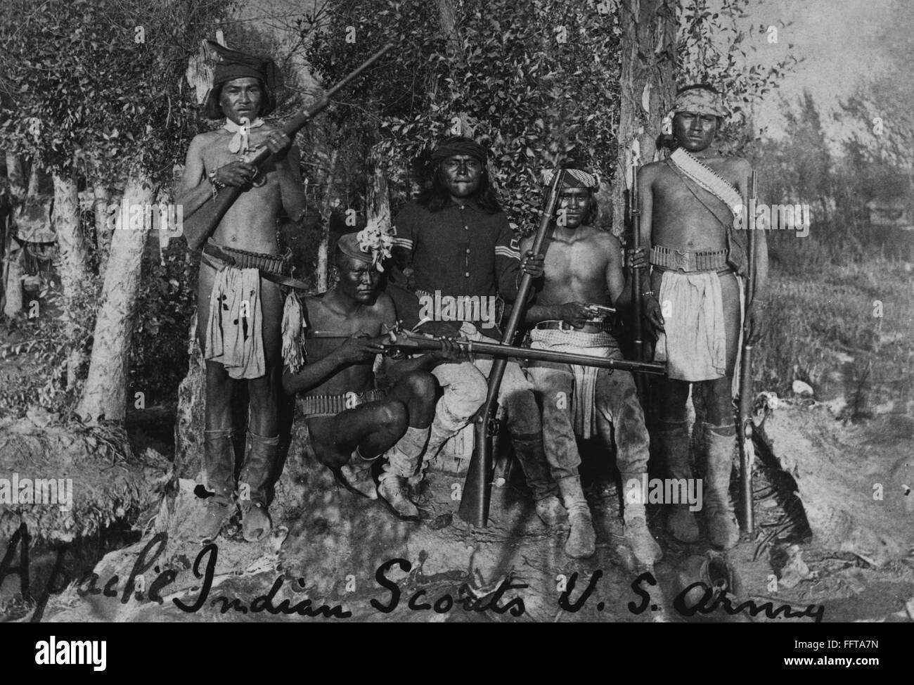 APACHE SCOUTS, 19th CENTURY. /nFive Apache scouts with the 6th Cavalry ...