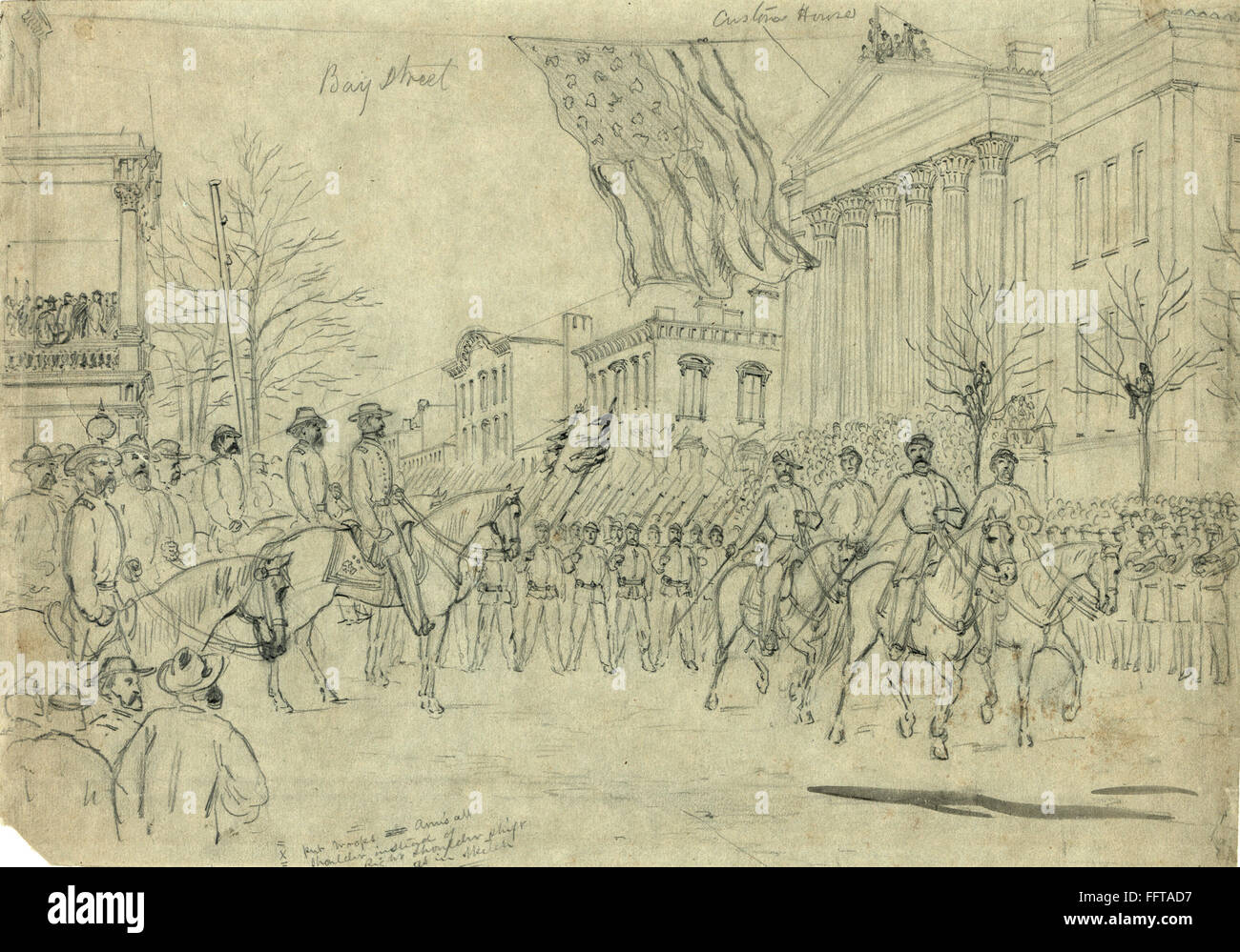 CIVIL WAR: SAVANNAH, 1864. /nGeneral William Tecumseh Sherman reviewing ...