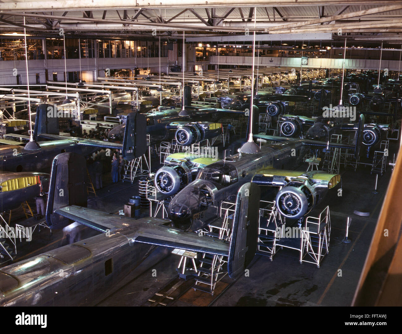 AIRCRAFT FACTORY, 1942. /nAssembly line production of B-25 bomber ...