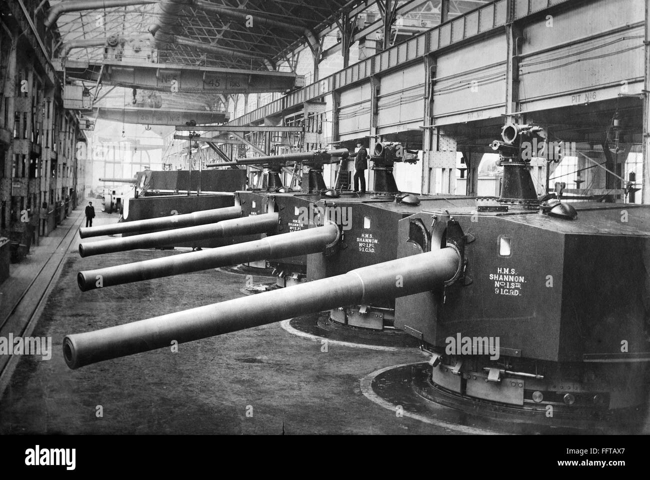 ARTILLERY FACTORY, c1910. /nAssembly line production of large artillery ...