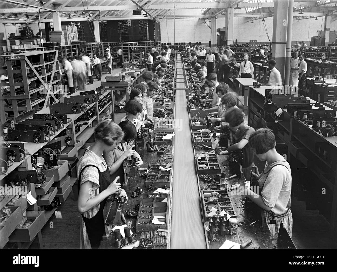 RADIO FACTORY, c1925. /nYoung women at work in the assembly room of the ...