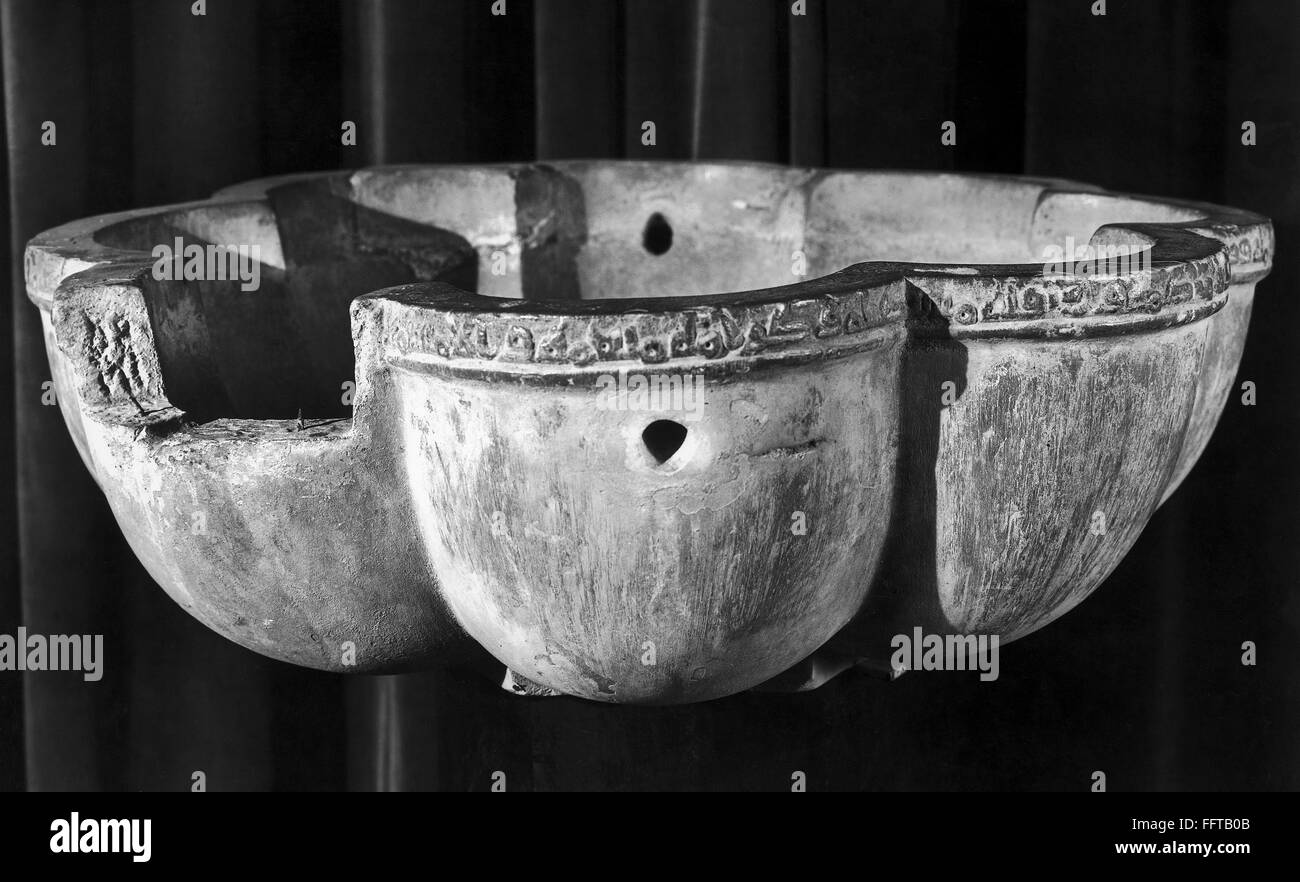 SPAIN: MARBLE FOUNTAIN. /nMarble fountain with a Kufic inscription ...