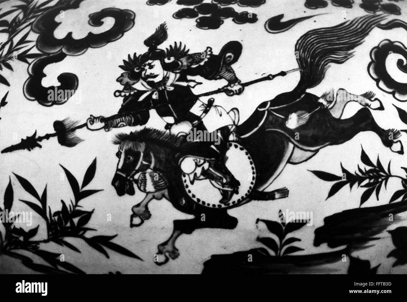 CHINA: MONGOL HORSEMAN. /nDetail from a 14th century Chinese porcelain ...