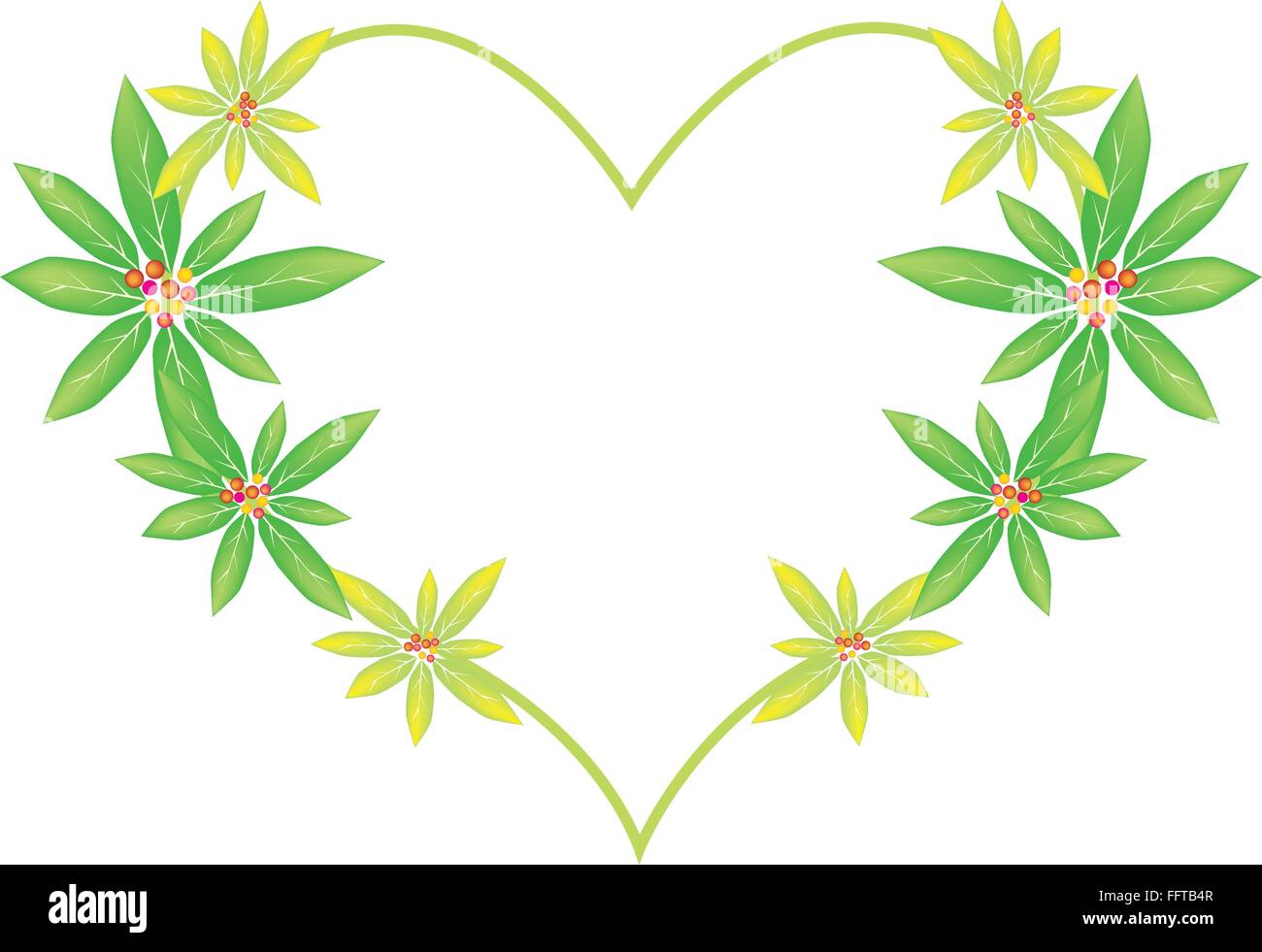 Love Concept, Illustration of Lovely Flowers with Green Leaves Forming ...