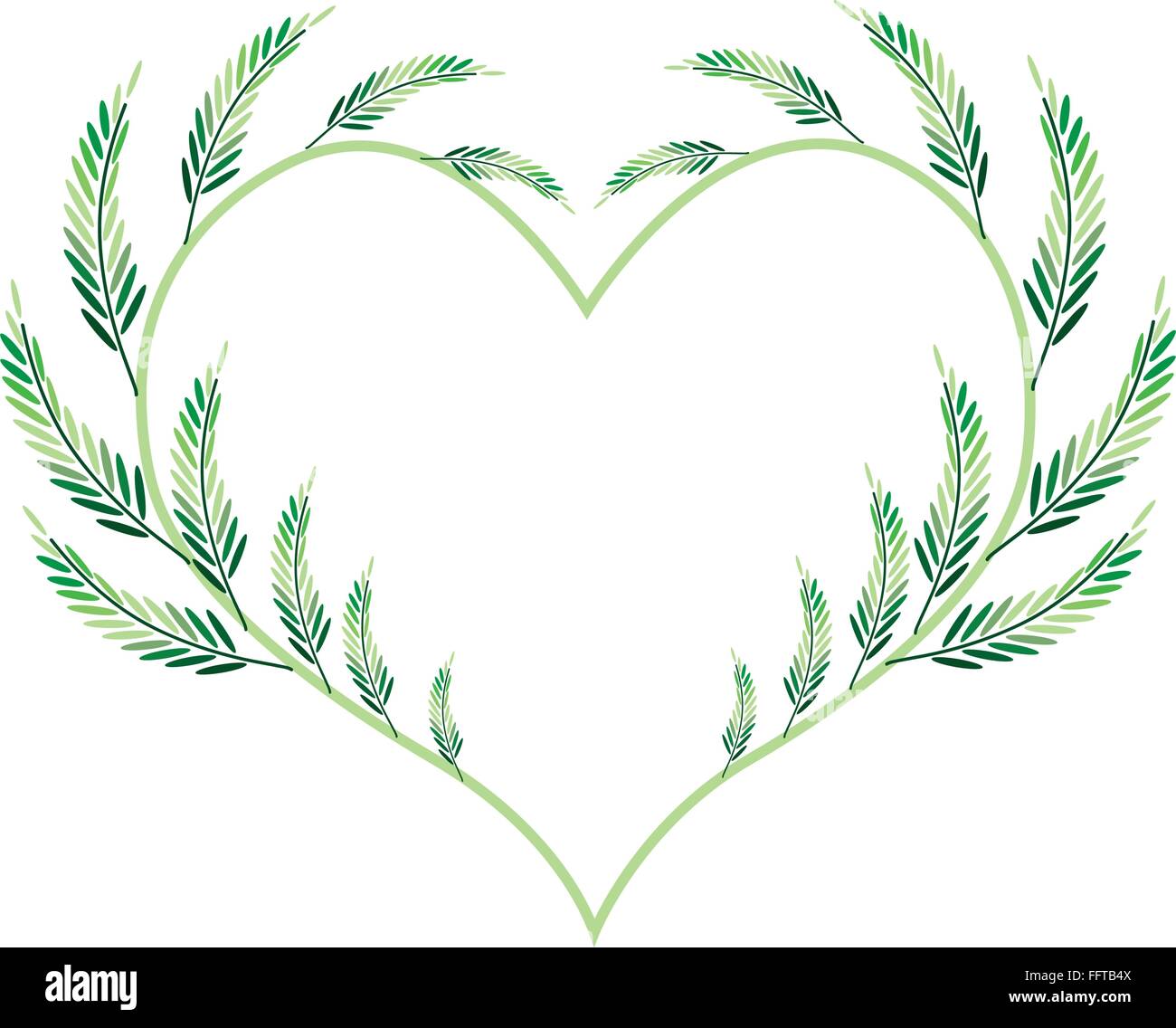 Love Concept, Illustration of Heart Shape Frame Made of Fresh Leafy ...