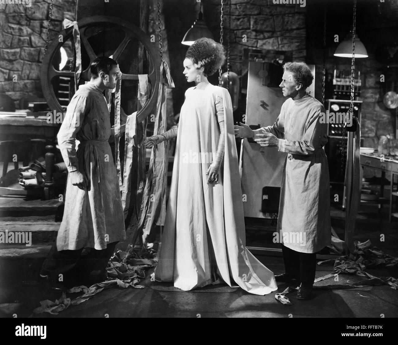 BRIDE OF FRANKENSTEIN. /nElsa Lanchester as the bride, with Colin Clive ...