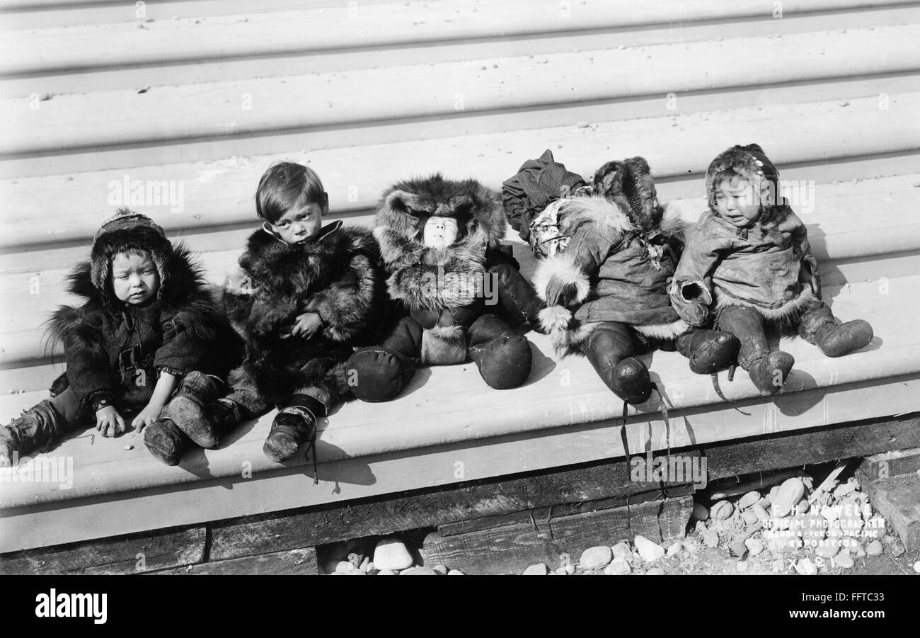 ALASKA: ESKIMOS, c1908. /nA group of five Eskimo children dressed in ...