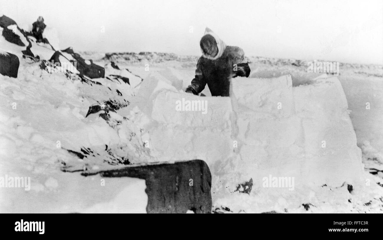 CANADA: IGLOO, c1929. /nAn Eskimo man building an igloo, Canada ...