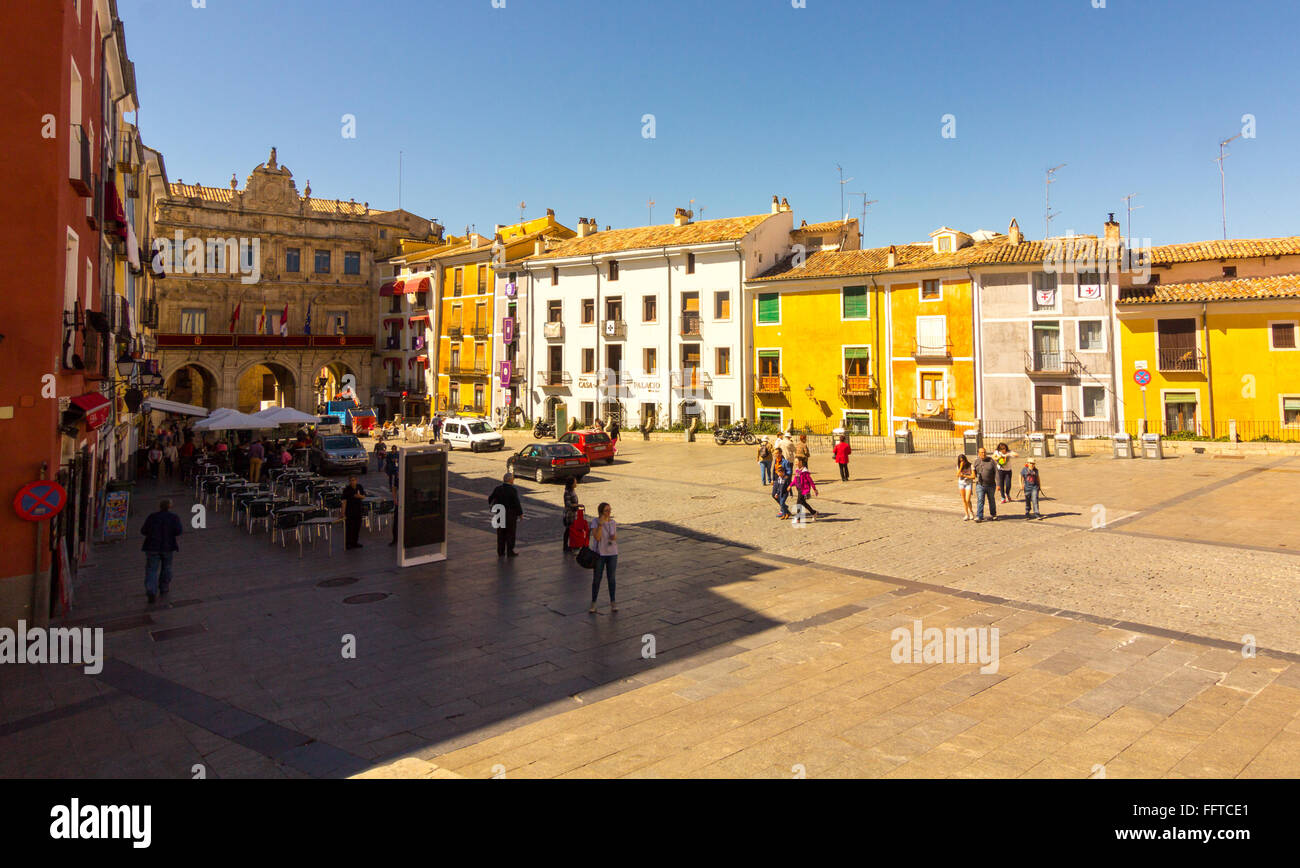 Typical streets and buildings of the famous city of Cuenca, Spain Stock ...