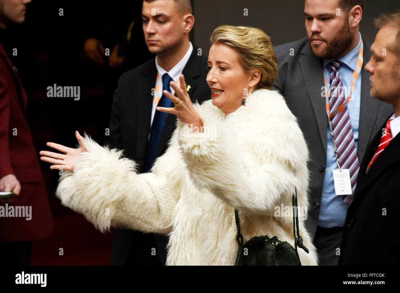 Berlin, Germany. 15th Feb, 2016. Emma Thompson arriving for the 'Alone ...