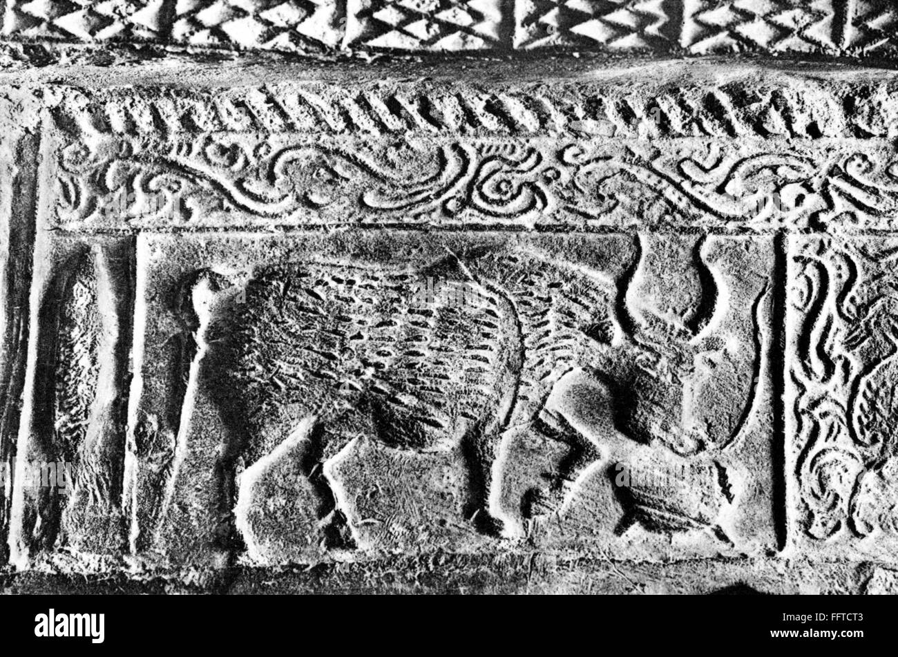 CHINA: BULL RELIEF. /nA bull depicted in relief on a stamped brick. Han ...
