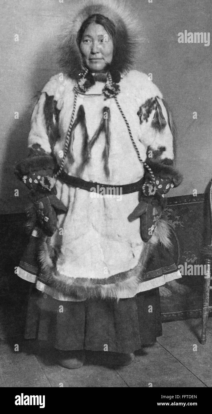 ALASKA: ESKIMO WOMAN. /nA portrait of an Eskimo woman wearing ...