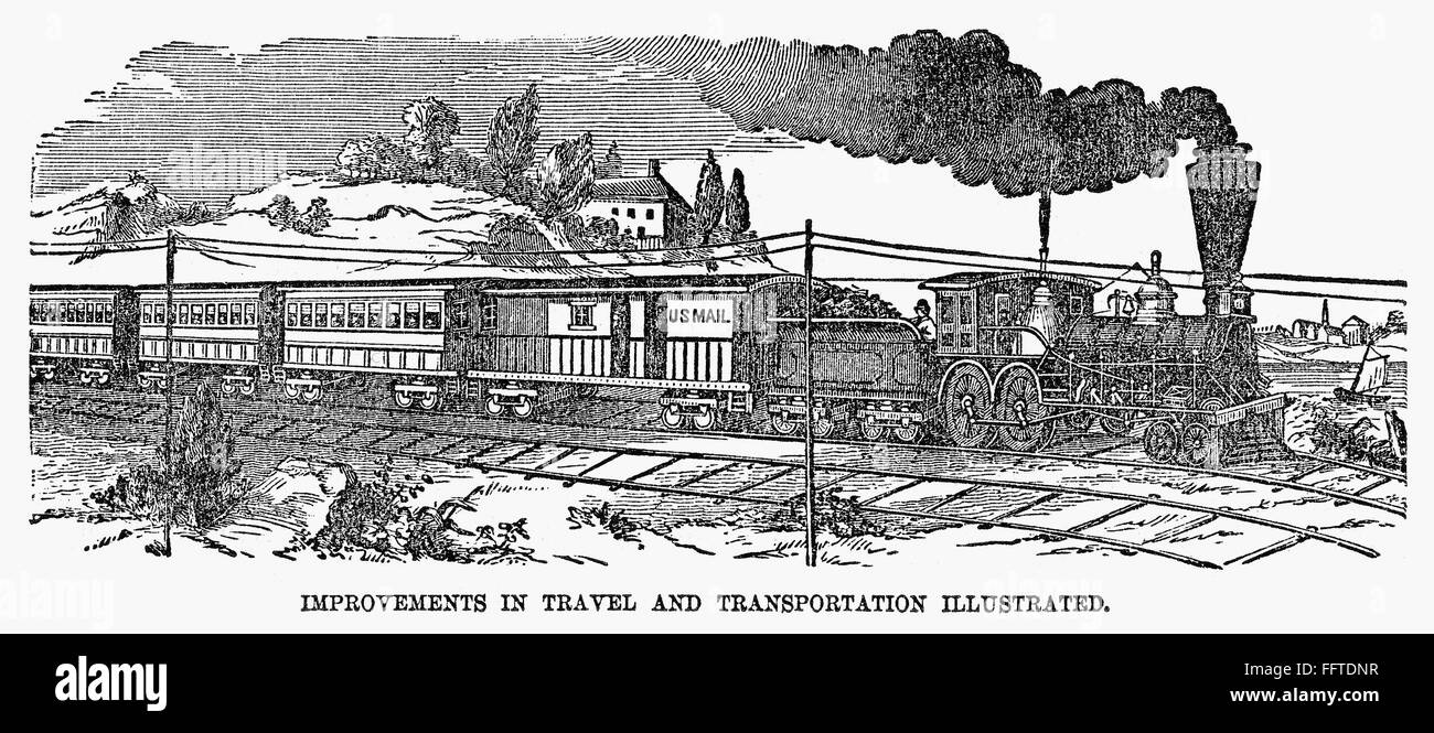 STEAM ENGINE, 19th CENTURY. /nA U.S. mail train. Woodcut, 19th century ...
