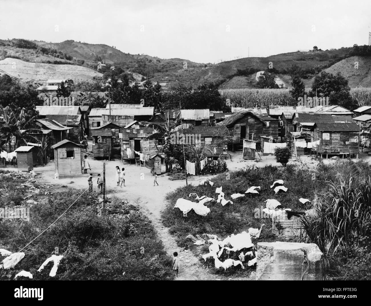 PUERTO RICO: SLUM, 1942. /nView of the slum area in Utuado, Puerto Rico ...