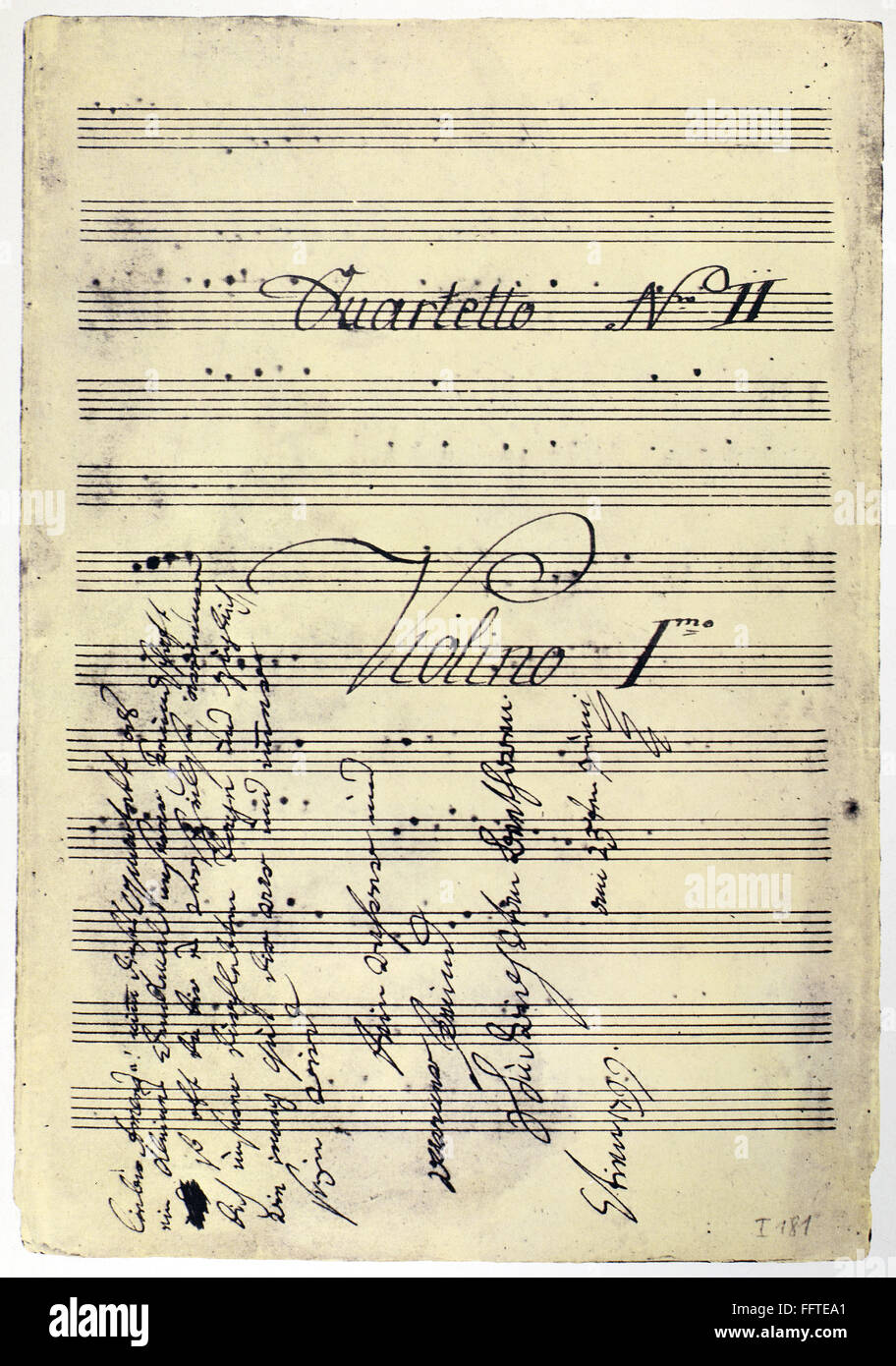 BEETHOVEN MANUSCRIPT, 1799. /nCopy of Ludwig van Beethoven's String ...