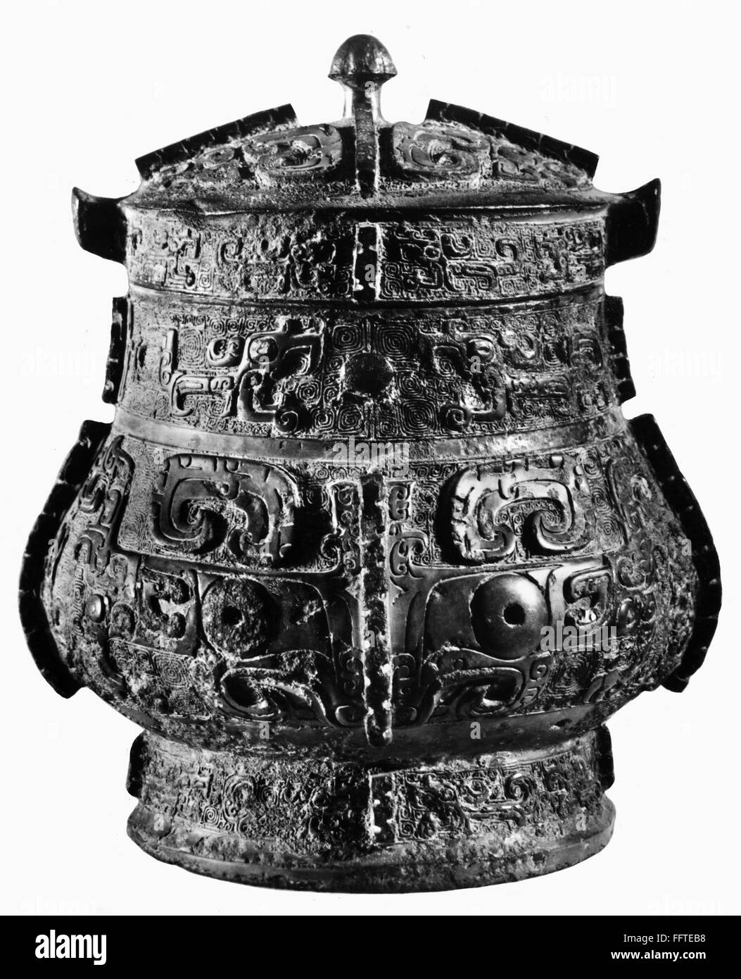 CHINA: BRONZE VESSEL. /nBronze 'you' vessel. Shang Dynasty, 14th-11th ...