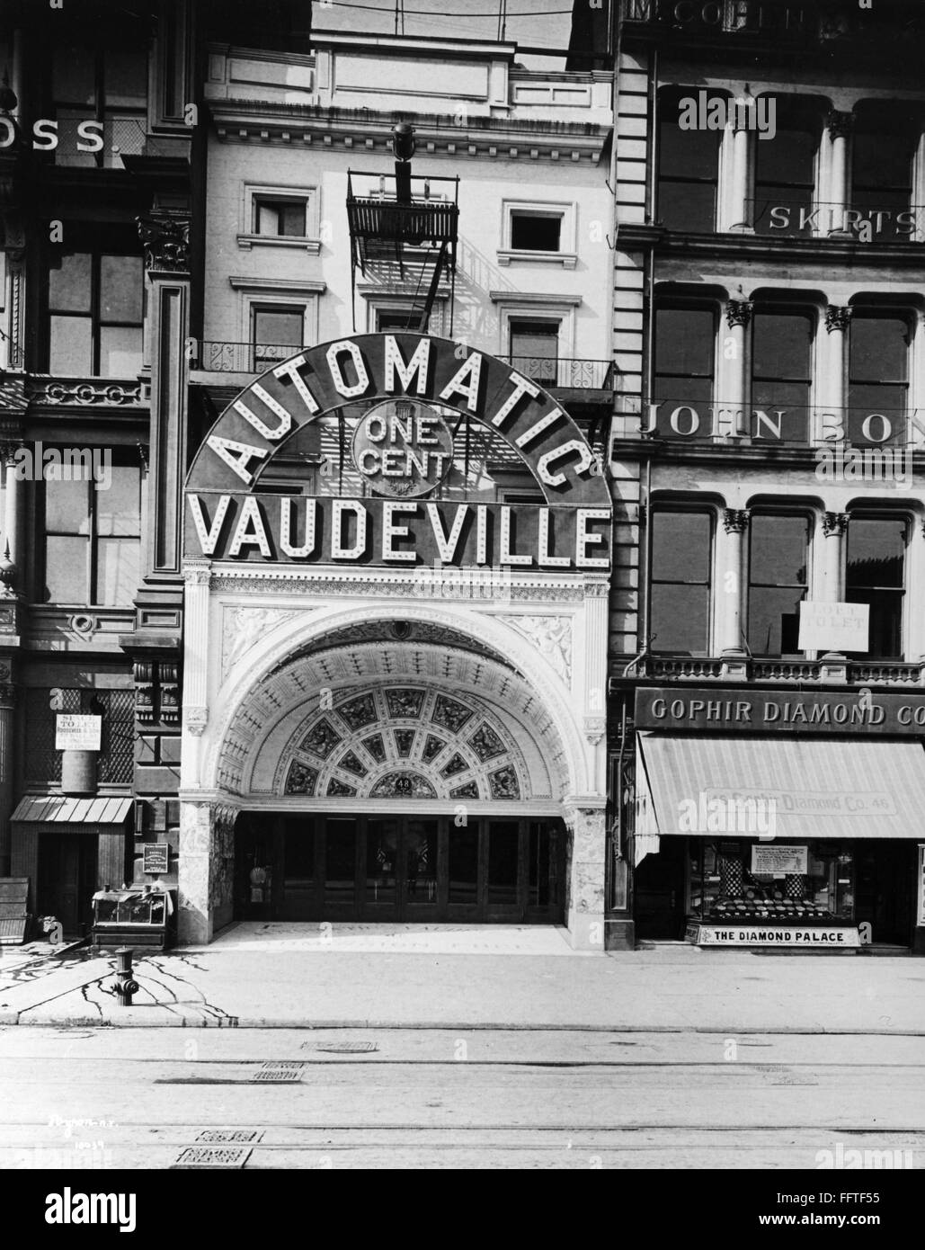PEEP SHOW THEATER, 1890s. /nThe Automatic One Cent Vaudeville, a peep ...