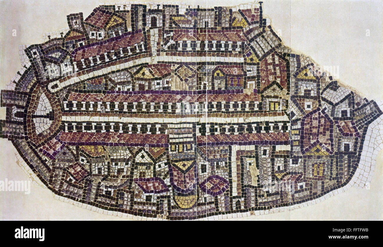 MADABA MAP, 6TH CENTURY. /nThe Madaba Mosaic Map, the oldest known map ...