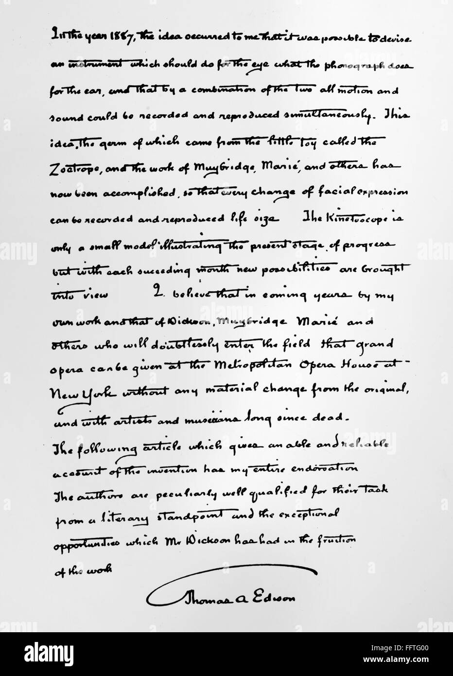 THOMAS EDISON (1847-1931). /nAmerican inventor. Autographed letter from ...