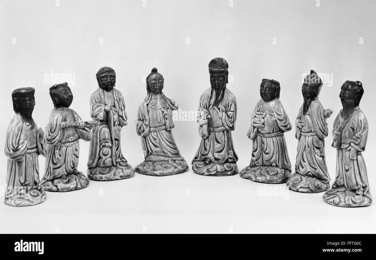 CHINA: IMMORTALS FIGURES. /nWhite porcelain figures, with celadon glaze ...