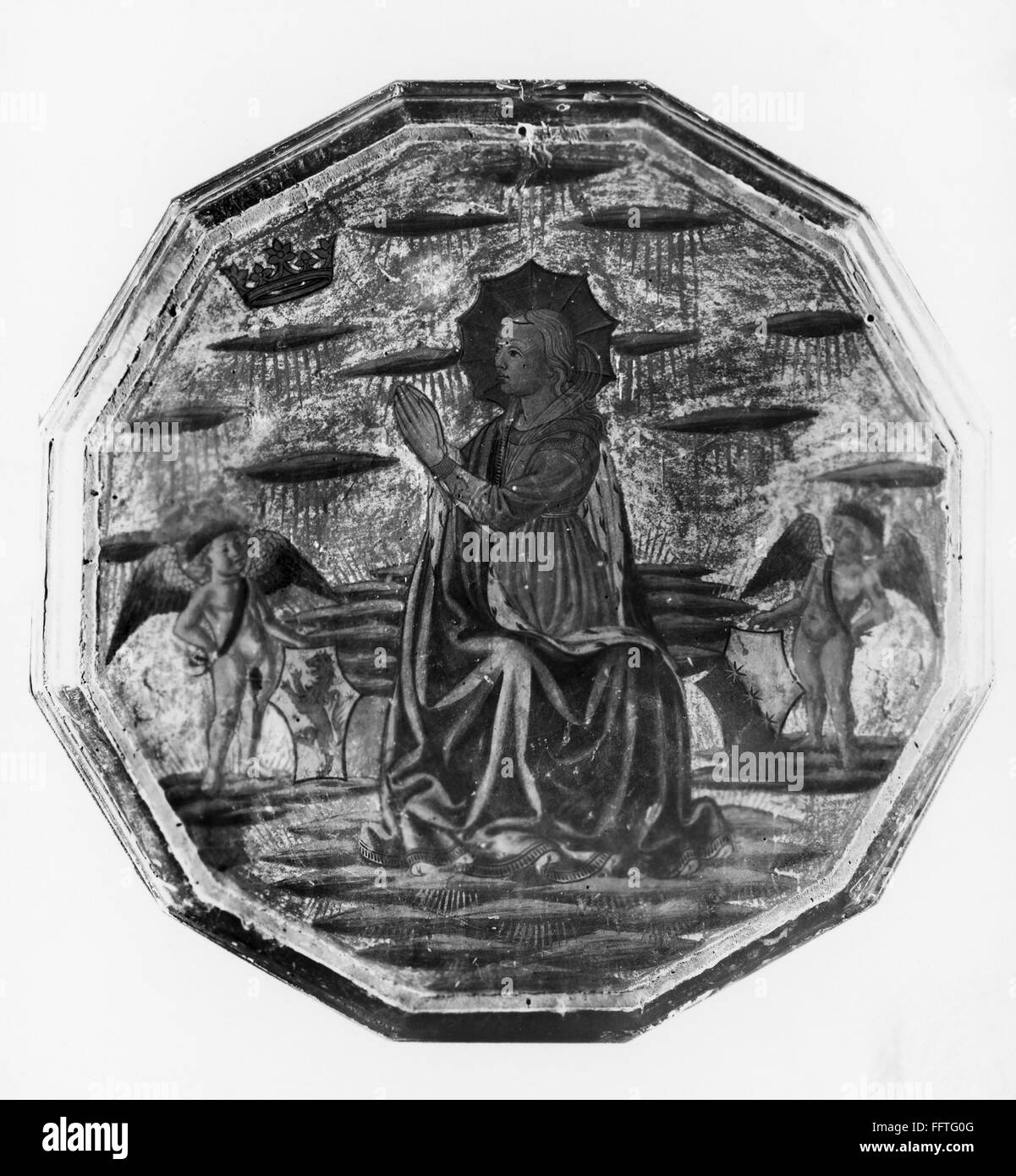 HOPE, 15th CENTURY. /nPersonification of Hope, kneeling between two ...