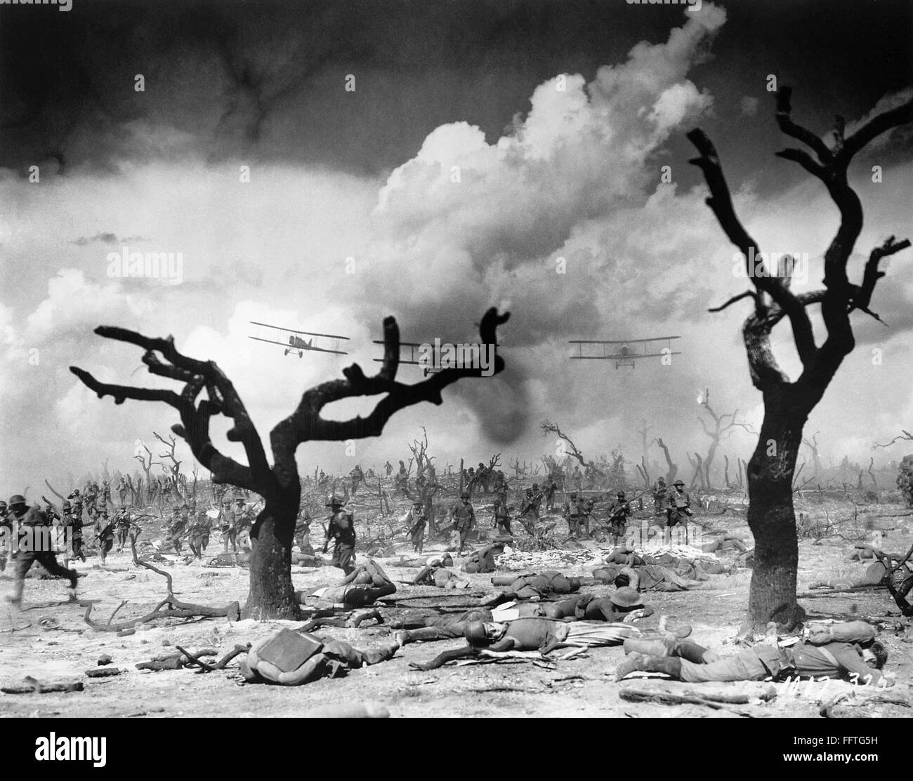 FILM: WINGS, 1927. /nWorld War I battlefield scene from the silent film ...
