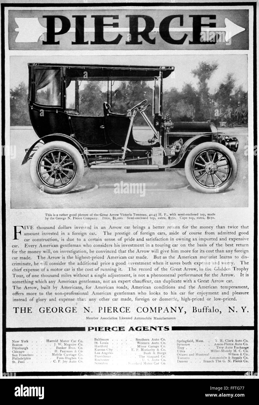 PIERCE-ARROW AUTO AD, 1905. /nAmerican advertisement for the Pierce ...
