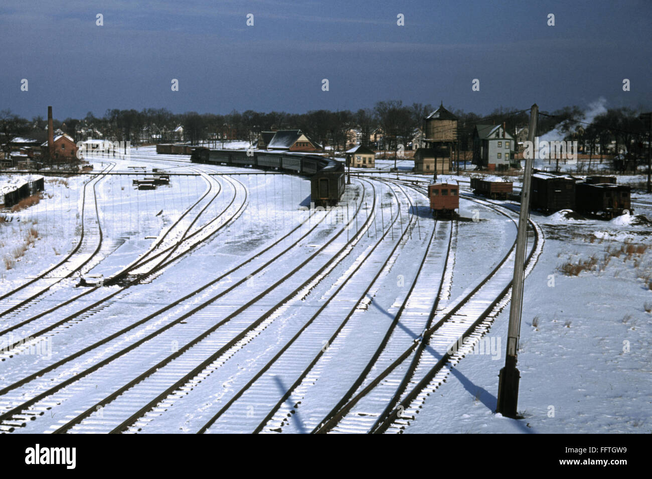 MASSACHUSETTS: RAILROAD. /nTrain and several sets of railroad tracks in ...