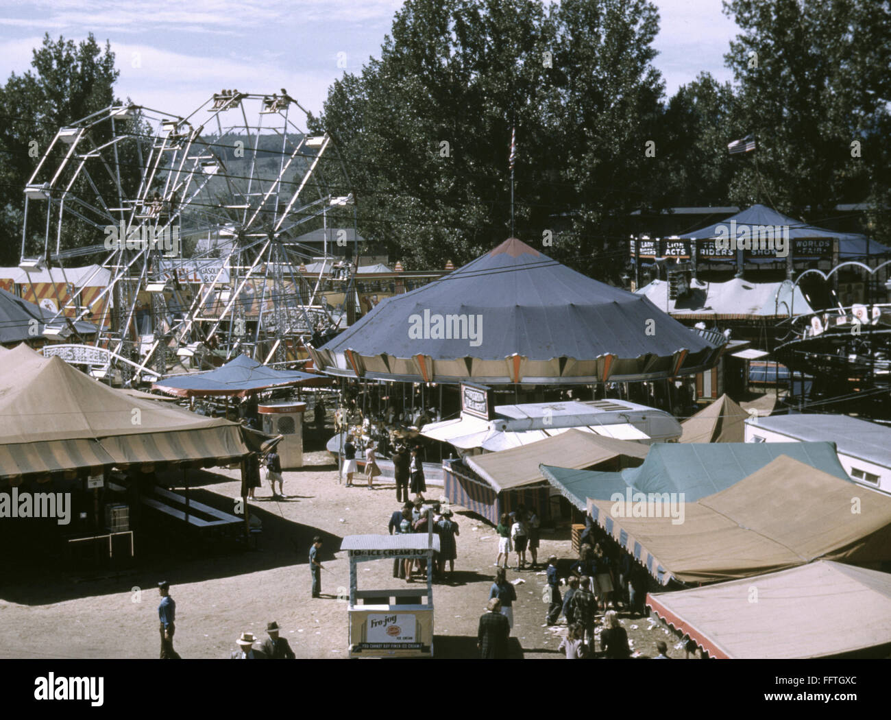 VERMONT STATE FAIR, 1941. /nAerial view of the ferris wheel, carousel ...