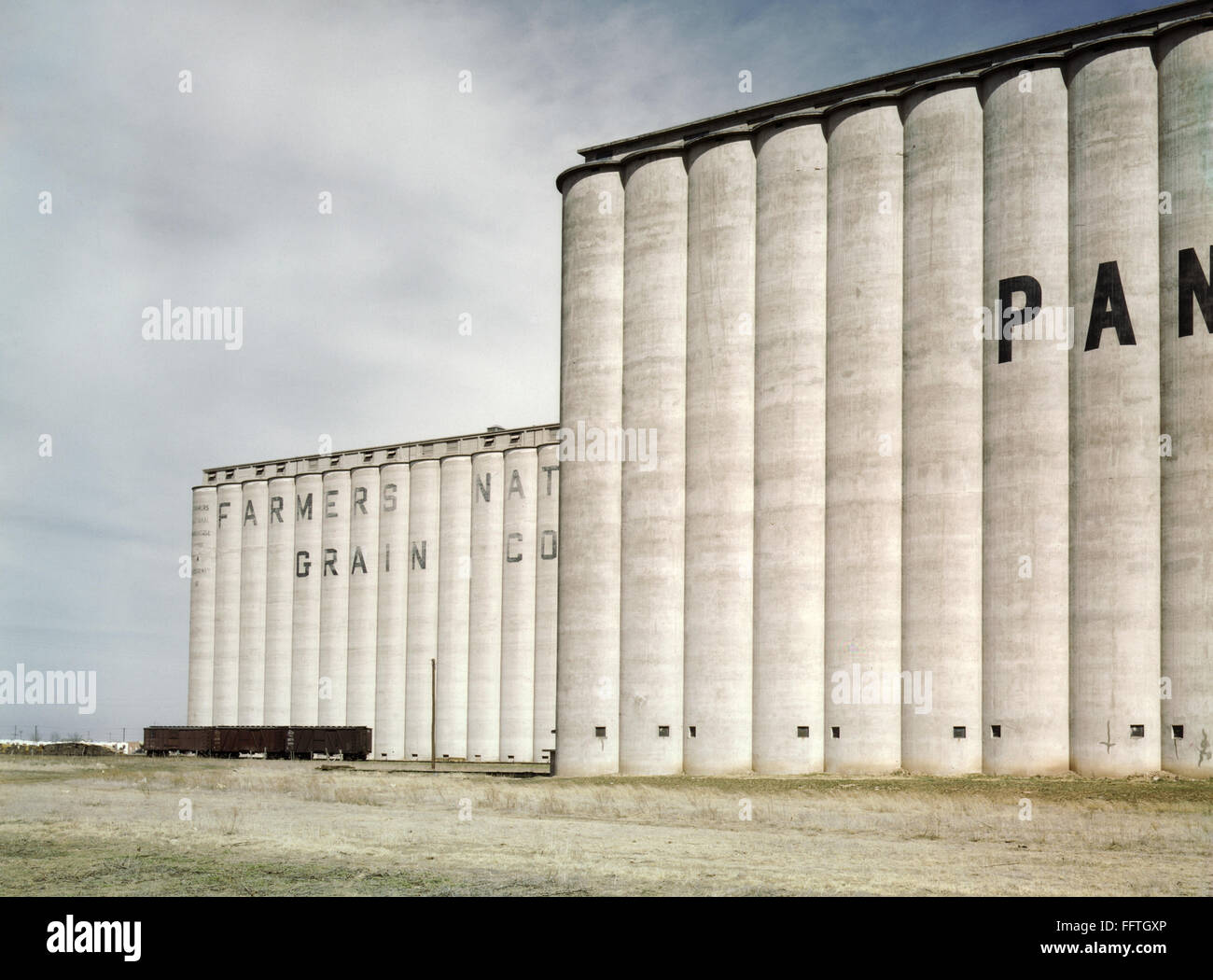 TEXAS: GRAIN ELEVATOR, 1943. /nA row of grain elevators near Amarillo ...