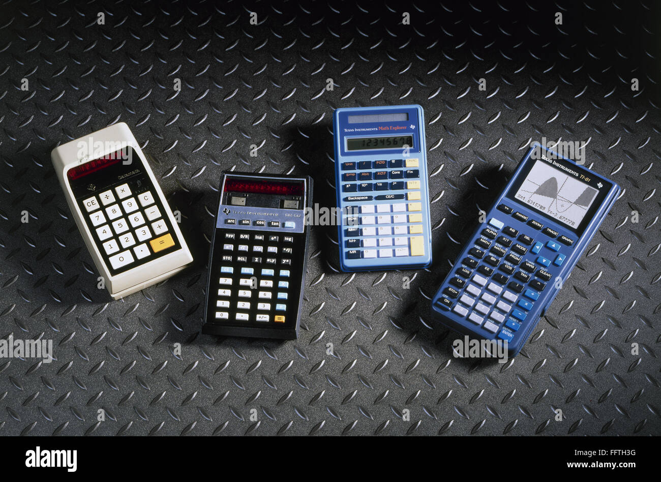CALCULATORS. /nFour Texas Instruments Calculators. Left to right: TI ...