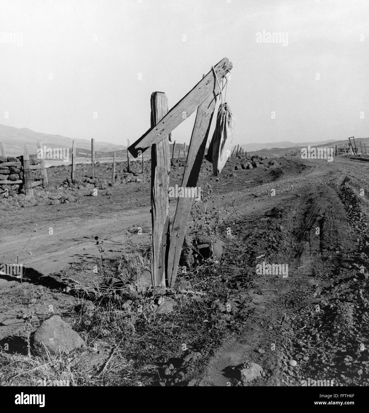 IDAHO: MAILBAG, 1939. /nA roadside residential mailbag attached to a ...