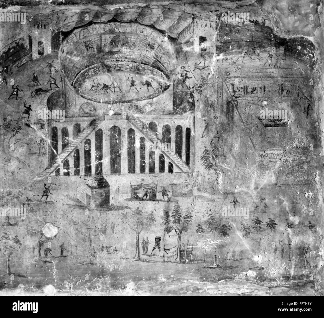 POMPEII: RIOT, 59 A.D. /nRiot at the amphitheater of Pompeii, Italy ...