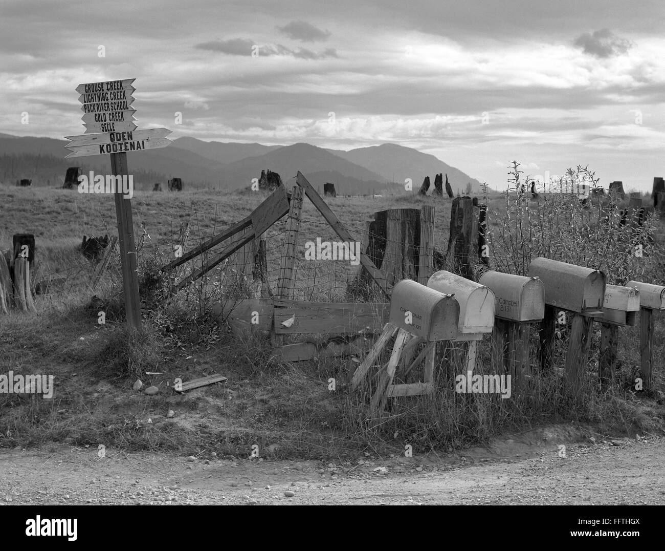 IDAHO: CROSSROAD, 1939. /nCrossroads off the highway in cut-over area ...