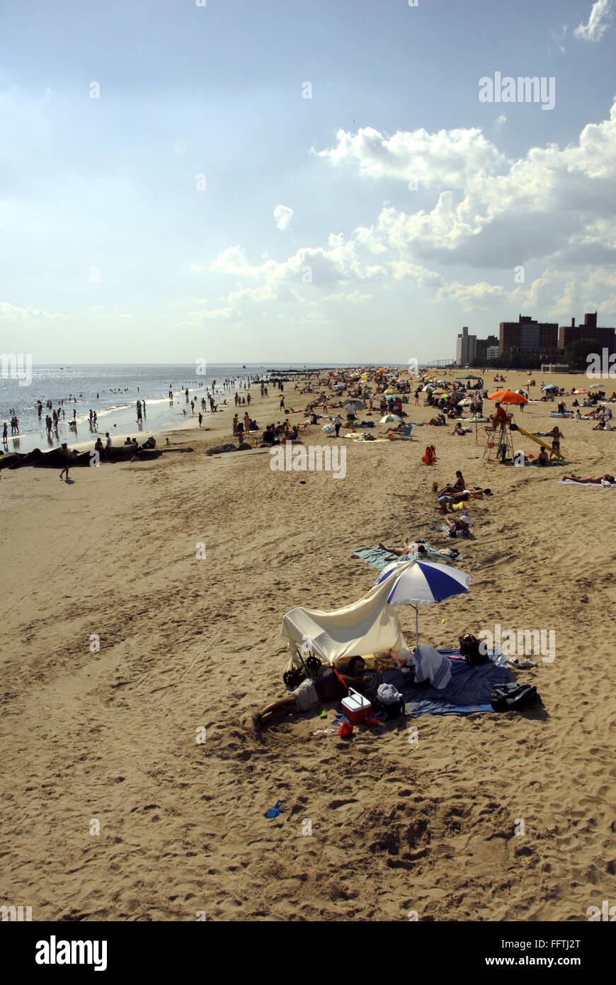 CONEY ISLAND: BEACH. /nCrowd on the beach at Coney Island, Brooklyn ...
