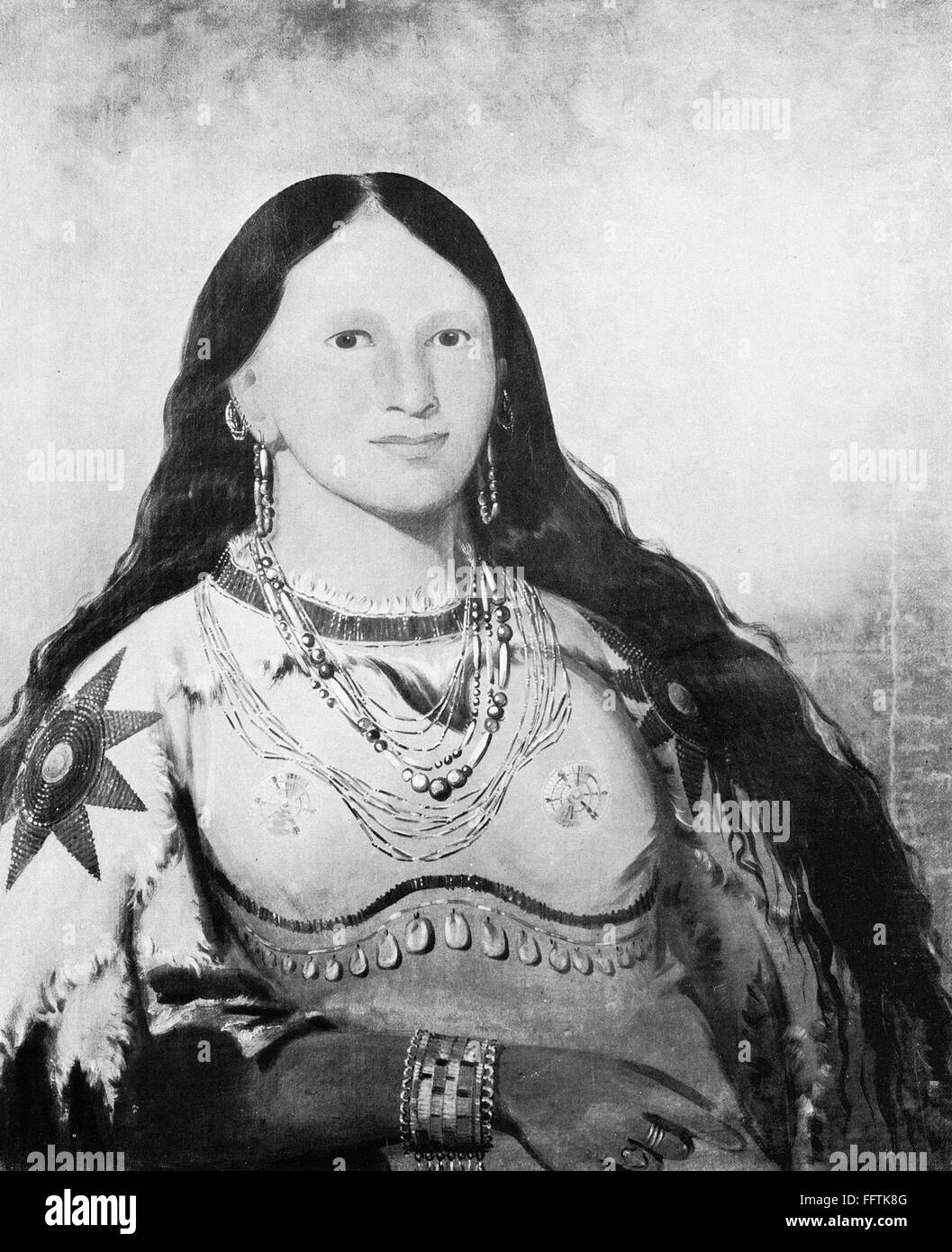 CATLIN: MANDAN WOMAN, 1832. /nMink, a Mandan woman. Oil on canvas by ...