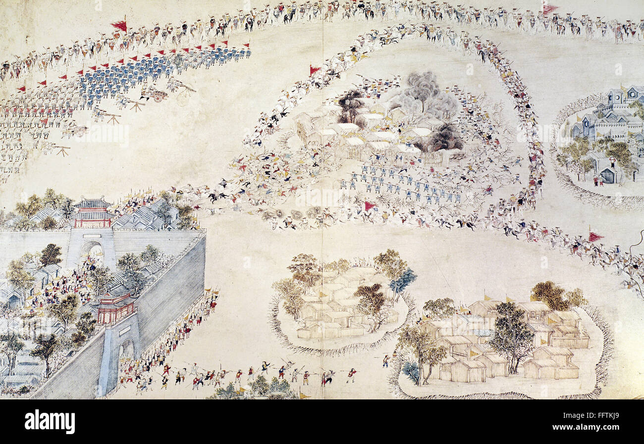 CHINA: TAIPING REBELLION. /nChinese government forces attacking a rebel ...