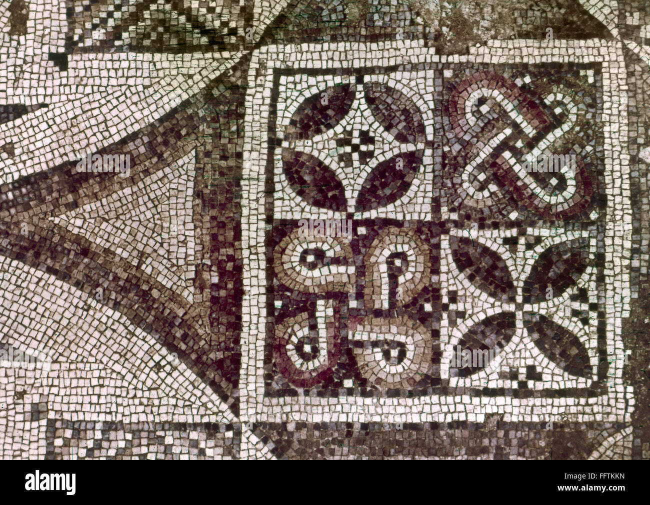 EARLY CHRISTIAN MOSAIC. /nMosaic with geometric patterns. Detail from ...