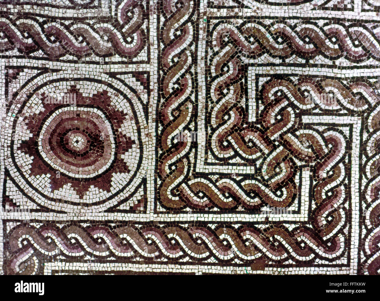 UMAYYAD PALACE MOSAIC. /nDetail from the pavement of the Umayyad palace ...