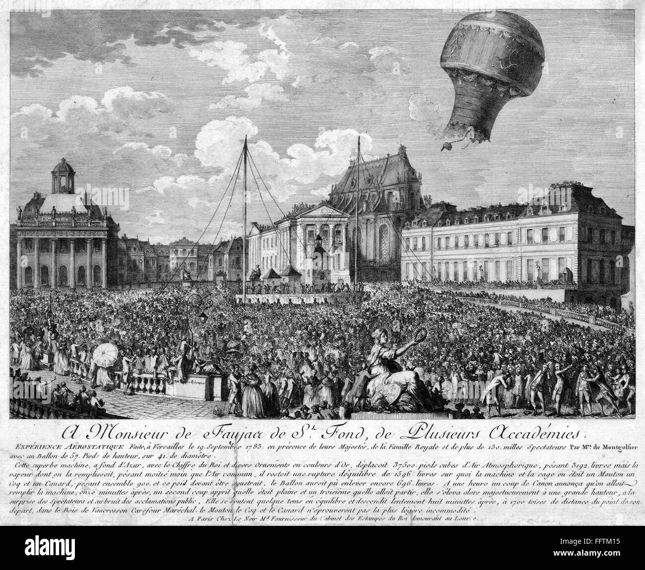 MONTGOLFIER BALLOON, 1783. /nThe ascent above the palace of Versailles ...