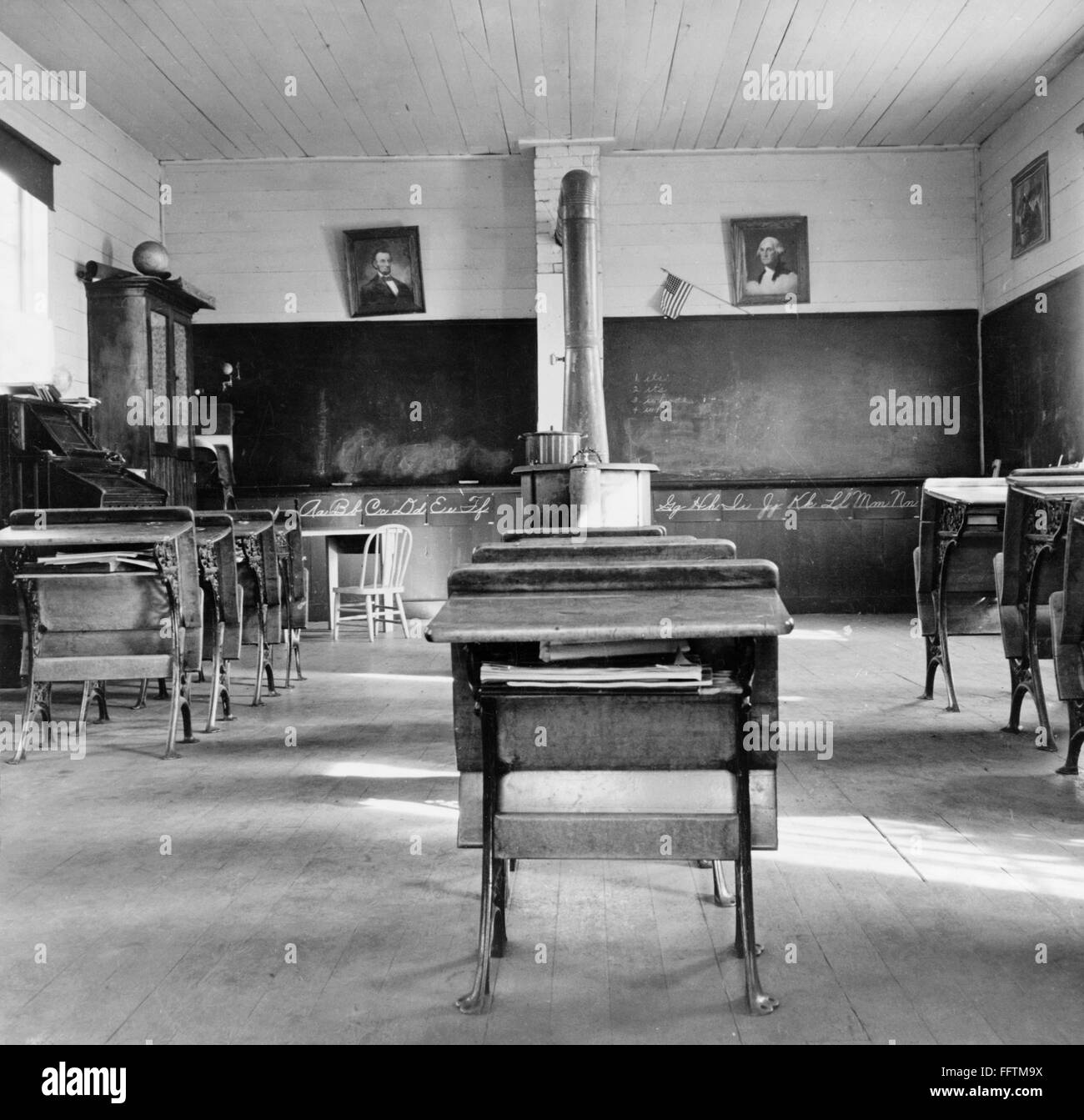 RURAL CLASSROOM, 1939. /nInterior of a one-room schoolhouse with seven ...