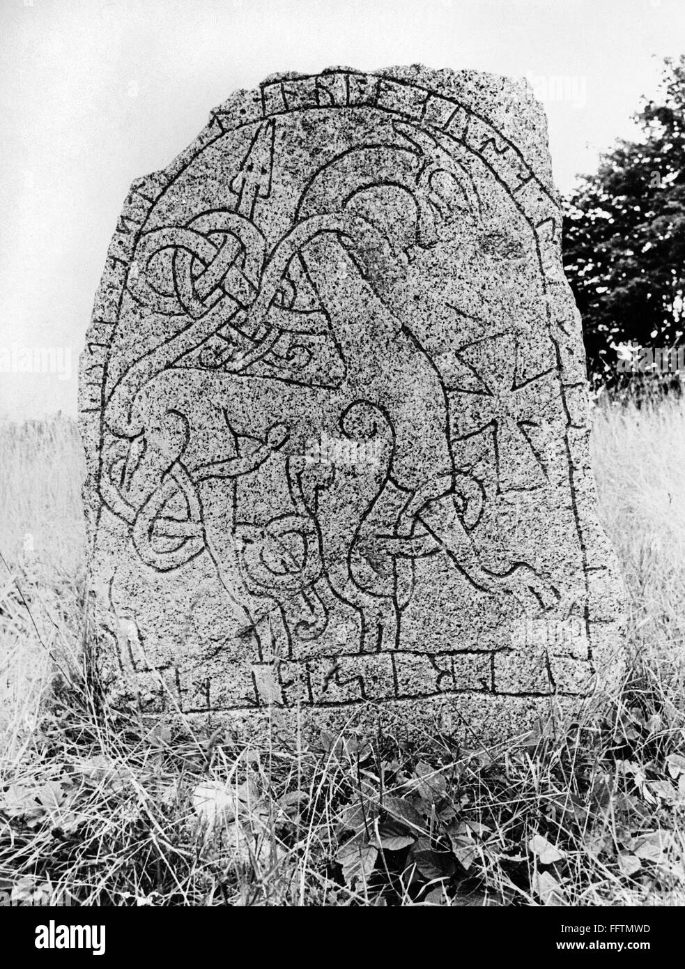 SWEDEN: RUNIC STONE. /nRunic stone at Veckholm Church near Enk÷ping ...