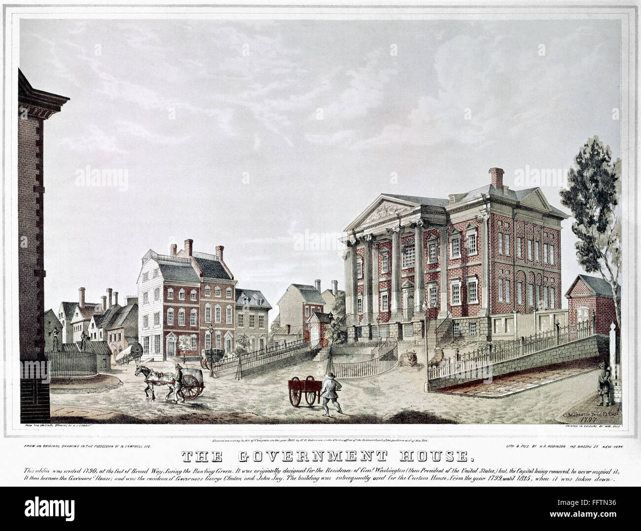 NEW YORK: GOVERNMENT HOUSE. A building erected on lower Broadway facing ...