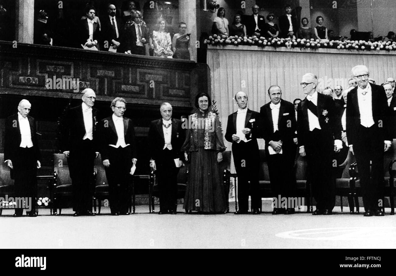 NOBEL PRIZE WINNERS, 1977. /nFrom left: John van Vleck (US), Nevil Mott ...