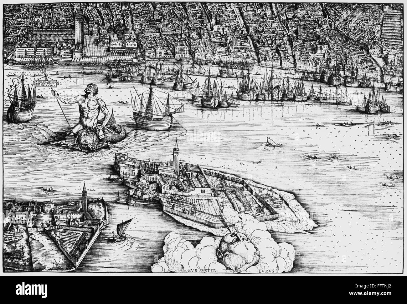 MYTHOLOGY: POSEIDON. /nThe harbor of Venice, Italy, with Poseidon ...