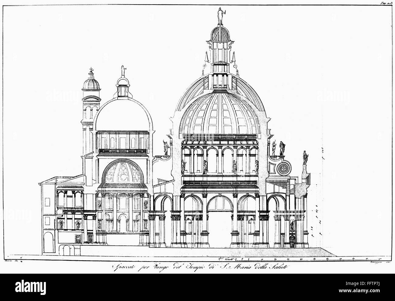VENICE: LA SALUTE. /nCross section of the Basilica di Santa Maria Della ...