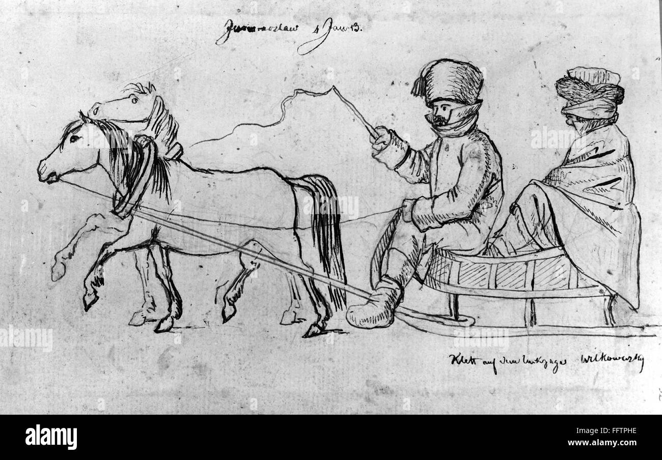 NAPOLEON: RETREAT, 1812. /nNapoleon's army retreating from Moscow ...