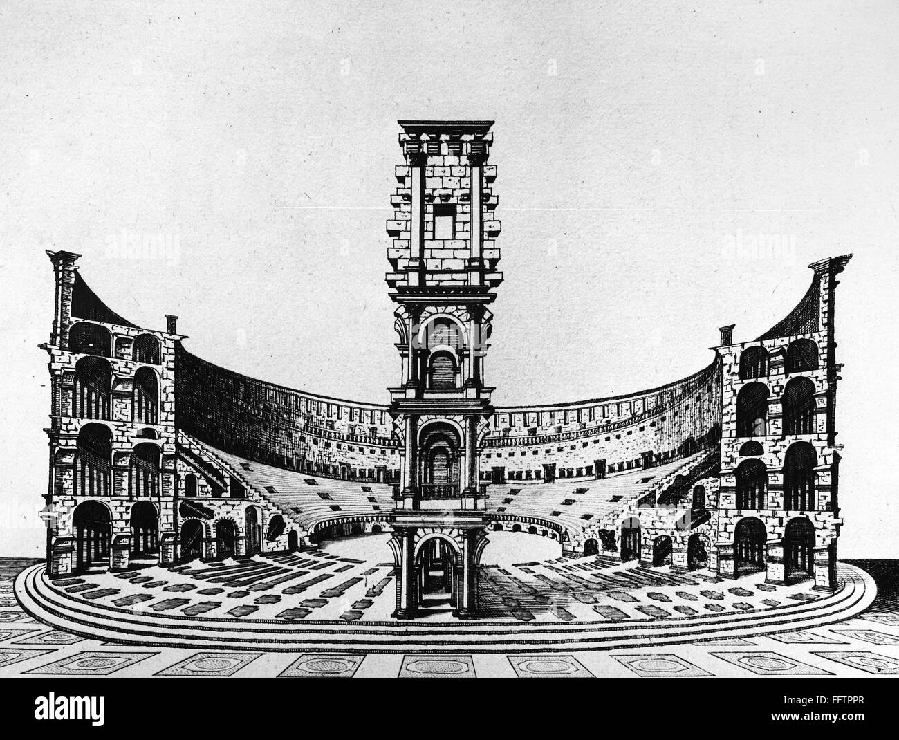 ROME: COLOSSEUM, 1685. /nReconstruction of the Colosseum in Rome. Line ...