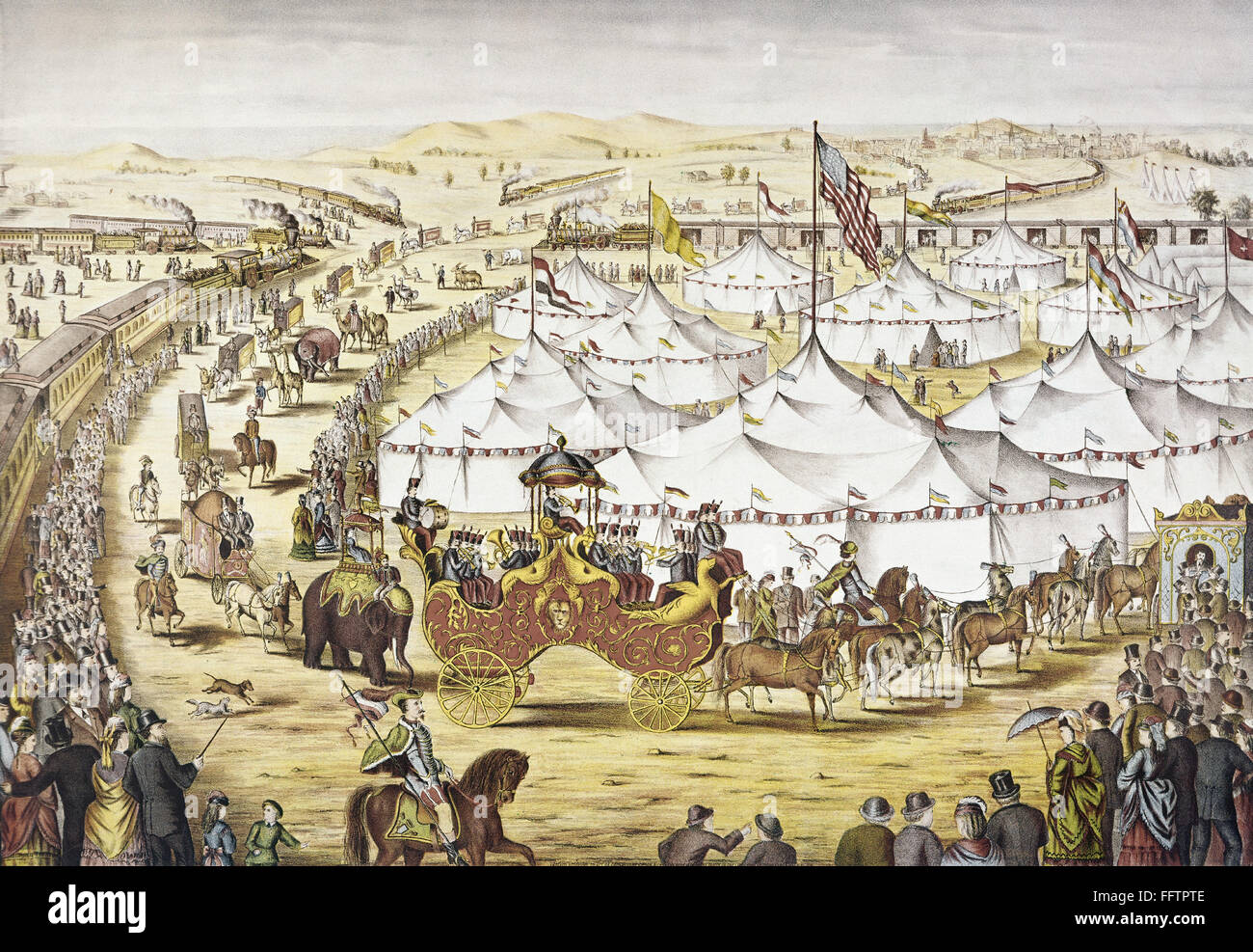AMERICAN CIRCUS, c1874. /n'The Grand Layout.' Circus parade around ...